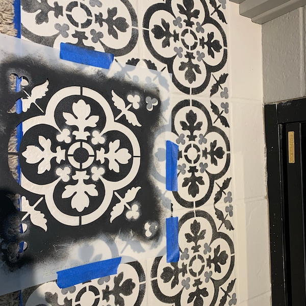 Felicity Tile Stencil – Large TILE STENCIL – Tile Stencils for Painting ...