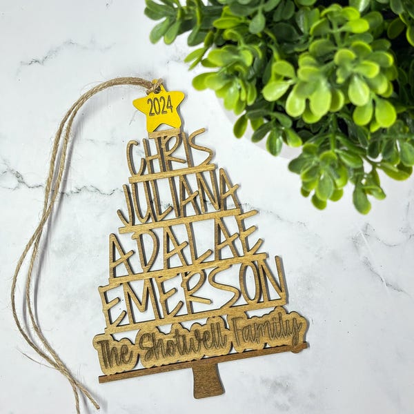 Name Ornament Tree Shape SVG Laser Ready Cut File, Glowforge and ...