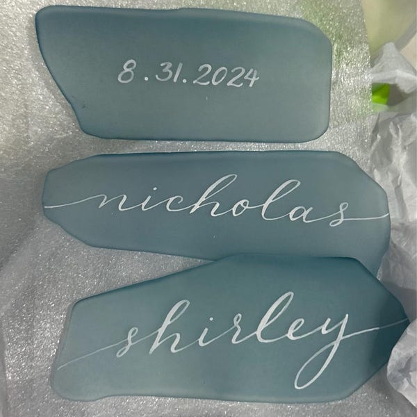 Sea Glass Table Signs With Acrylic Stands - Etsy