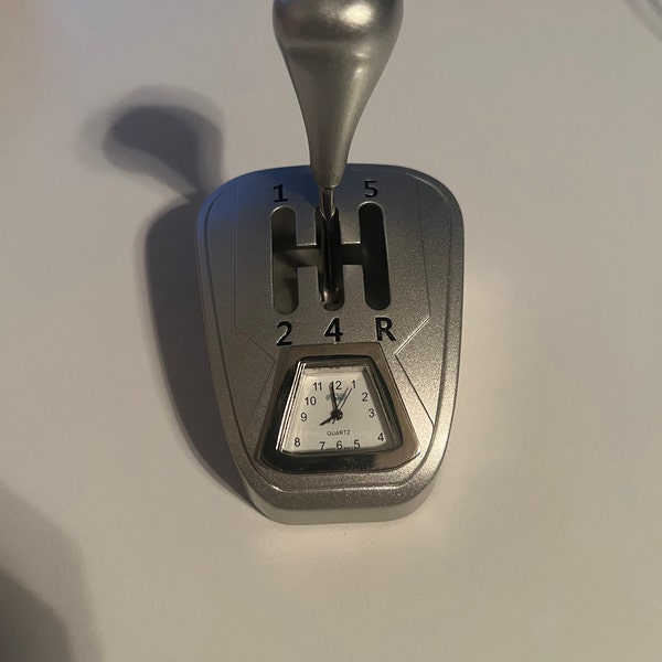 Silver Metal Movable Race Car Gear Shift Mini Desk Clock - Personalized ...