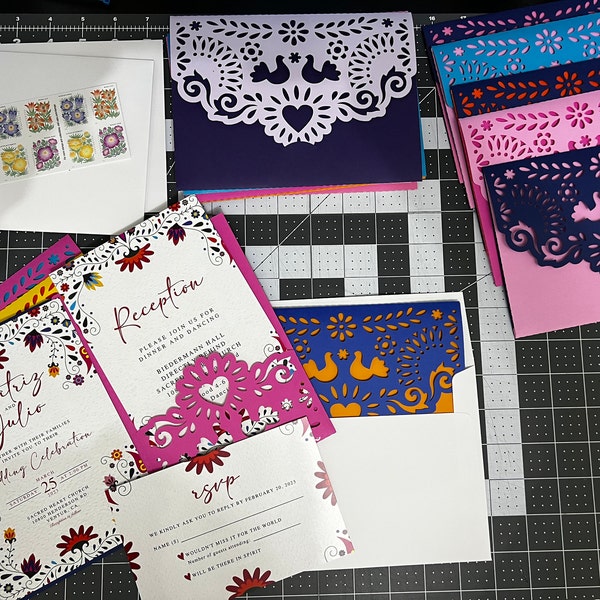 Mexican Invitation Template, Wedding Trifold 5x7 Svg Pocket Envelope ...