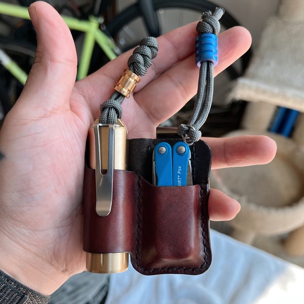 Leather Dangler Beltloop for Sheaths \\ Carabiner Leather Keyfob for ...