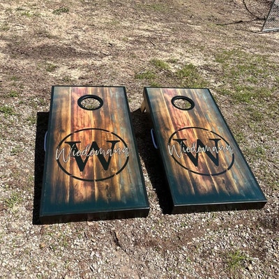 Rustic Barnwood Cornhole, Custom Cornhole Boards, Rustic Wedding ...