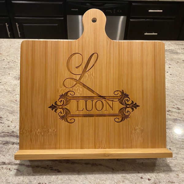 Cookbook Stand, Cook Book Holder, Kitchen Tablet Stand, Personalized ...