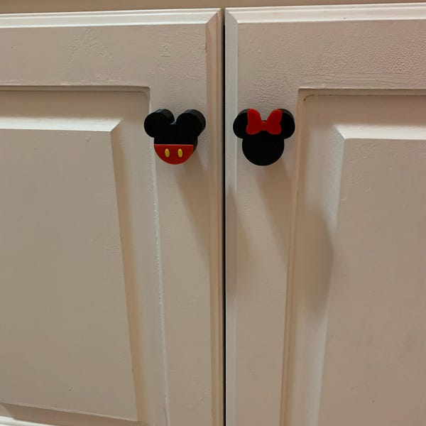 Mickey Mouse and Minnie Mouse Drawer Knobs/handles for Nurseries, Kid's Rooms, Cabinets, and ...