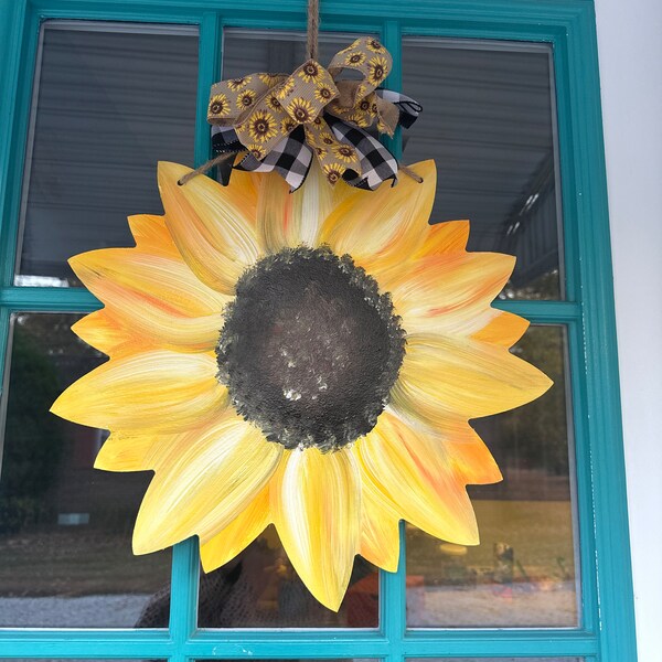 Painted Sunflower Door Hanger, Front Door Decor, Summer Flower, Front ...