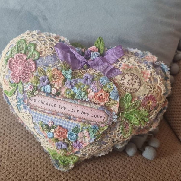 Large Purple Fragrant Cottage Shaped Sachet, Original, Crazy Patchwork ...