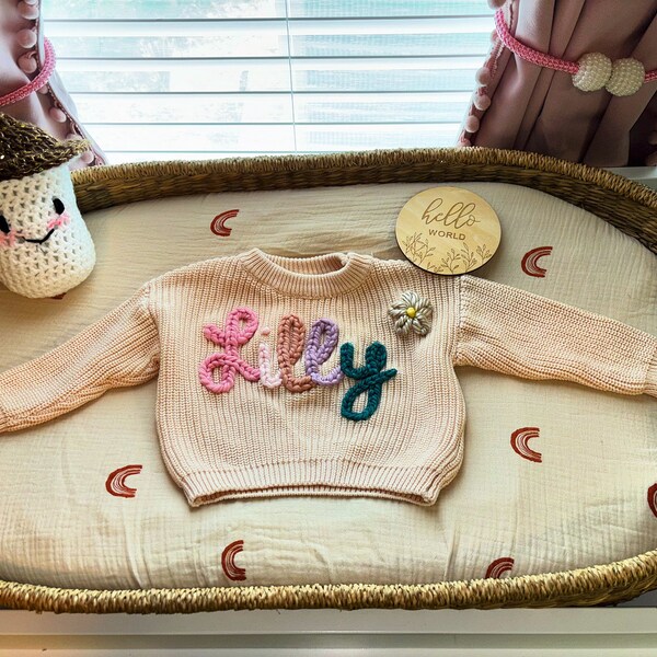 Custom Big Sis Lil Sis Sweaters Matching Sibling Sweaters for Toddlers Hand Embroidered Sweaters ...