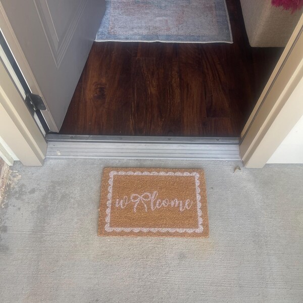 Coquette Pink Bow Doormat • Girly Welcome Mat • Soft Aesthetic Entry ...