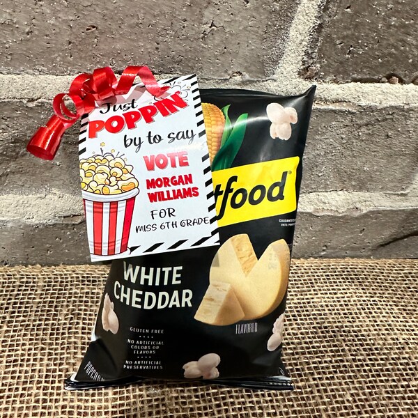 Popcorn Appreciation Gift Tag,just Poppin by to Say Thank You Gift Tag ...