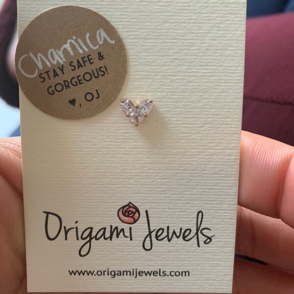 18g Heart Conch Earring • Threadless Tragus Push Pin Piercing • Love ...