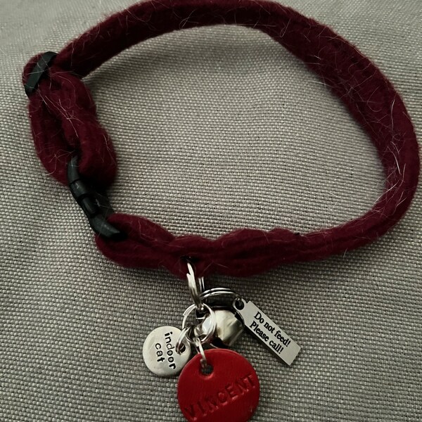 Cat Tag, Leather Tag, Silent ID Tag, Personalized Cat Tag, Small Dog ...