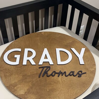 Nursery Name Sign, Above Crib Sign, Round Name Sign, Custom Name Sign ...