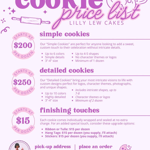 Modern Cookie Price List Template Cookie Business Minimalist, Black ...