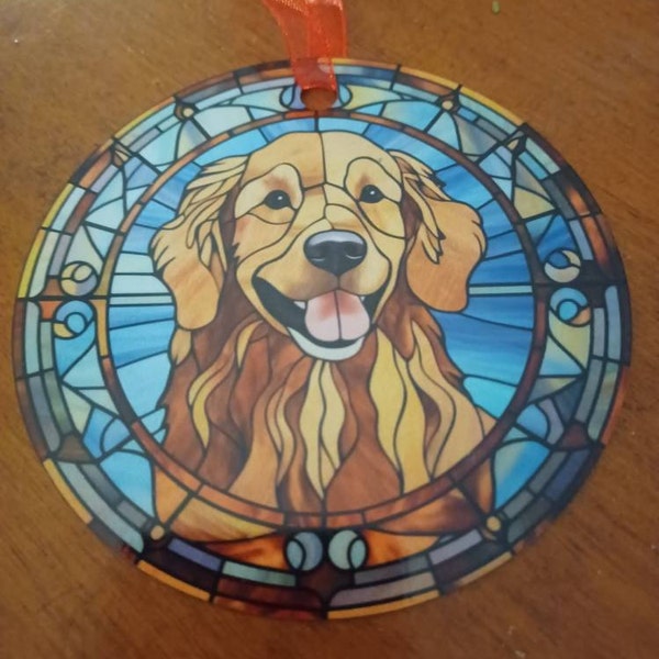 Personalized Irish Setter Stained Glass Effect Metal Christmas Ornament ...