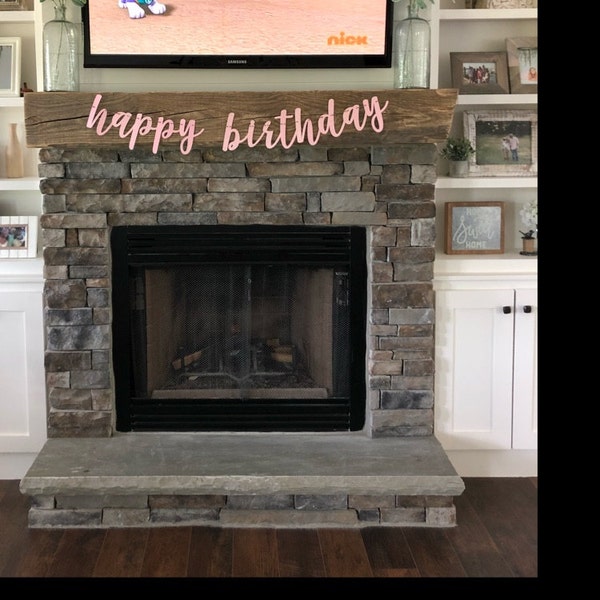 Happy Birthday Cursive Banner, Birthday Party Sign, Birthday for Mom ...