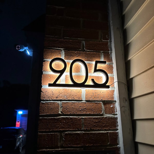 Backlit House Numbers Sign With Color Changing Dimmable LED for Modern ...
