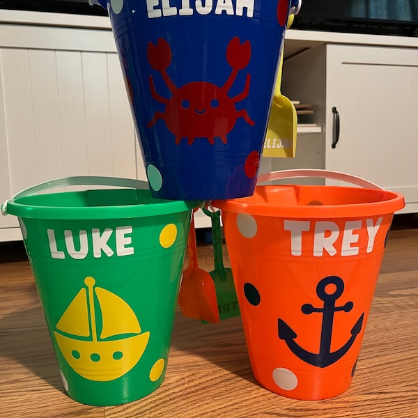Bucket Pail and Shovel Personalized Summer Beach Kids Toy, Summer Beach ...