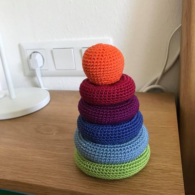 Crochet Baby Toys Montessori Rainbow Stacking Rings Pattern Crochet ...
