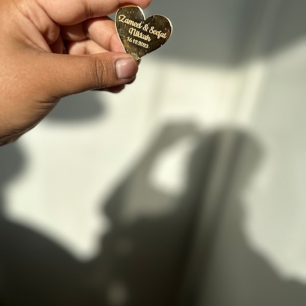 Heart Custom Acrylic Mirror Tags, Valentines Day Tag, Personalized Gift ...