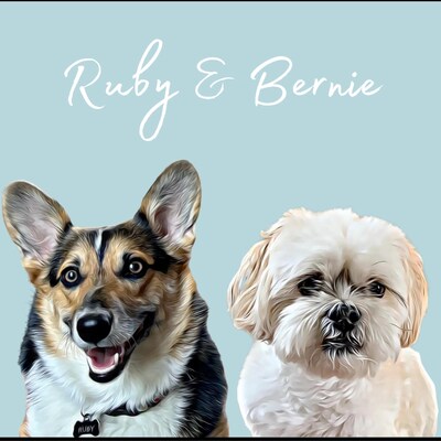 Custom Pet Portraits Using Pet Photo Personalized Digital Dog Portraits ...