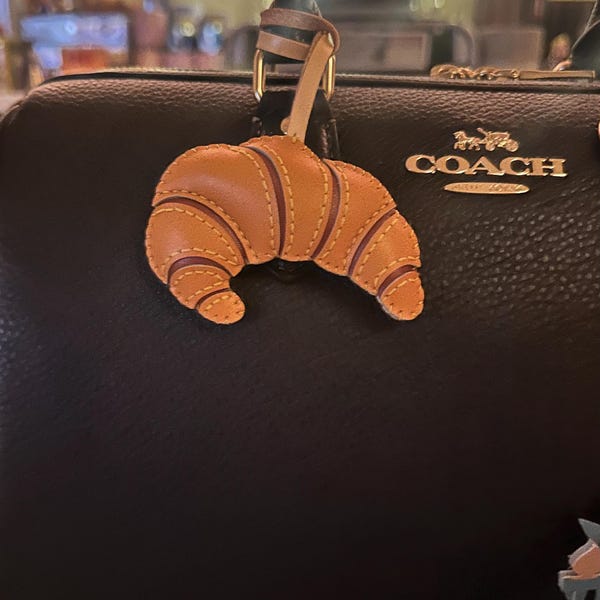 Croissant Leather Bag Charm, Donut for Food Lover's Car Accessories Key ...