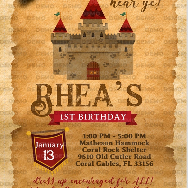 Medieval Castle Birthday Invitation, EDITABLE Castle Invitation, Knight ...