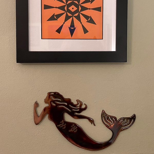 Swimming Mermaid - Metal Wall Art Copper/bronzed Plated - Etsy