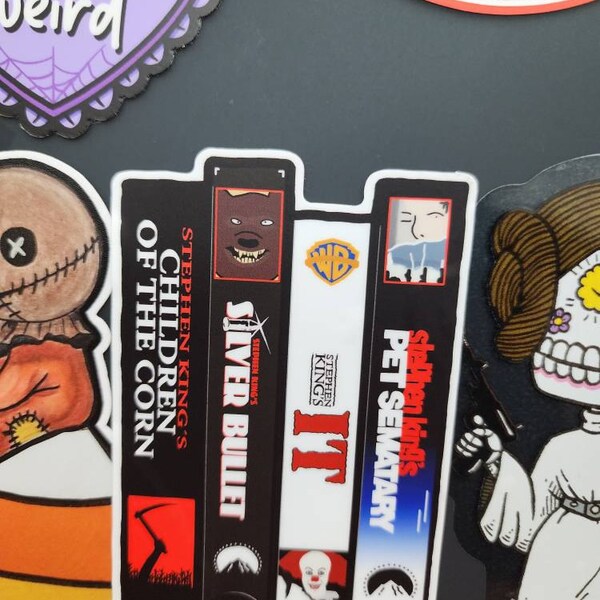 80s Classic Horror Movie VHS Stack Sticker Popcorn - Retro Scary ...