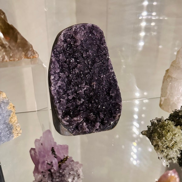 A628 Natural Amethyst Heart Sparkly Druzy Deep Purple Crystal Quartz W ...