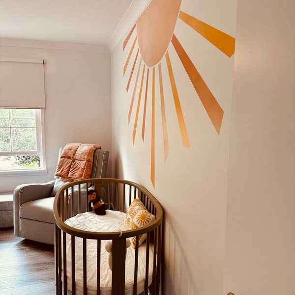Big Yellow Rising Sun Wall Decal, Plastic-free Wall Sticker - Etsy