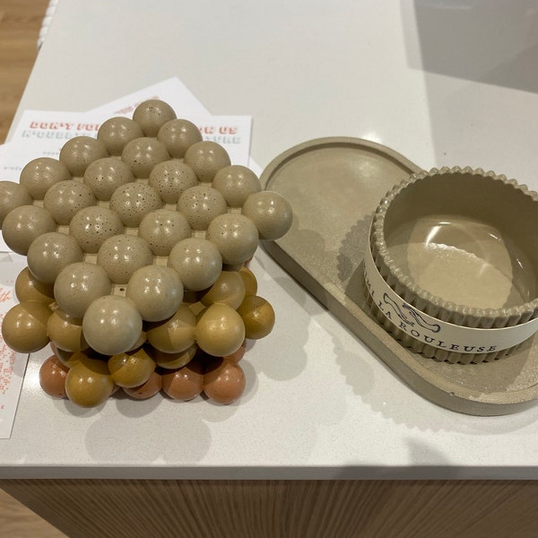 BULLA - Set of 4 Concrete Coasters | Concrete Candle Tray | Soap Dish ...