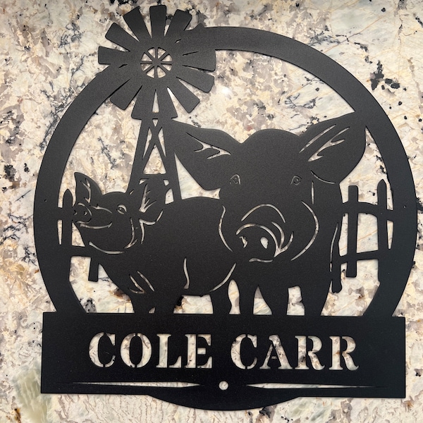 Personalized Pig Monogram – Metal Pig Farm Sign - Etsy