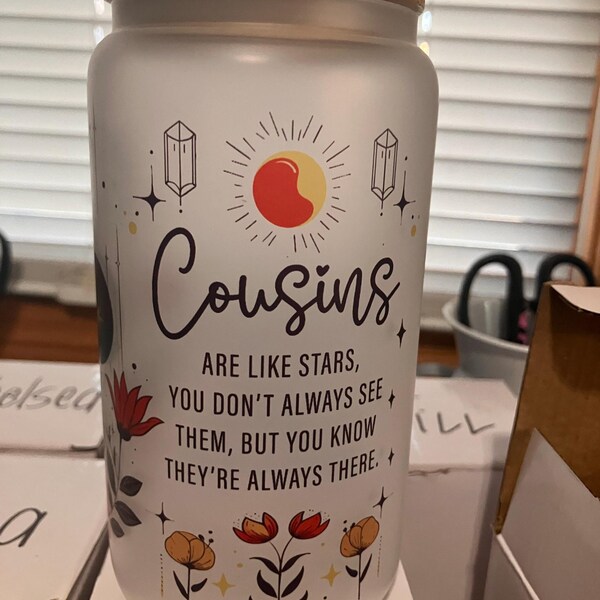 Cousin Glass Tumbler, Cousin Gifts, Cousin Iced Coffee Cup With Lid and ...