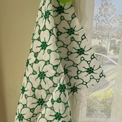 Eyelet Embroidery on White Cotton Voile Low-cost Fabric Embroidered ...