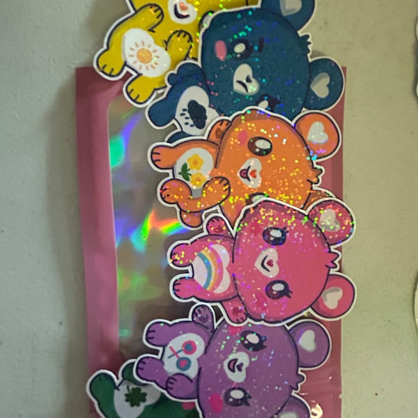 Cute Kawaii Chibi Style Nostalgic Caring Bears Sparkling Sticker/decal ...