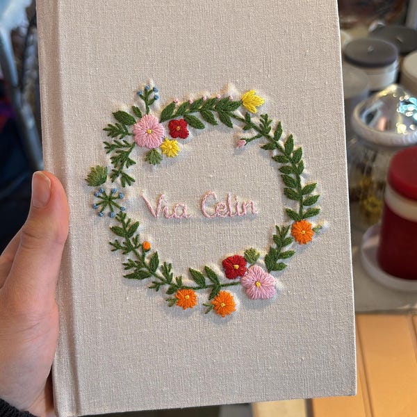 Personalized Hand Embroidered Journal Notebook A5, Photo Album, Fabric ...