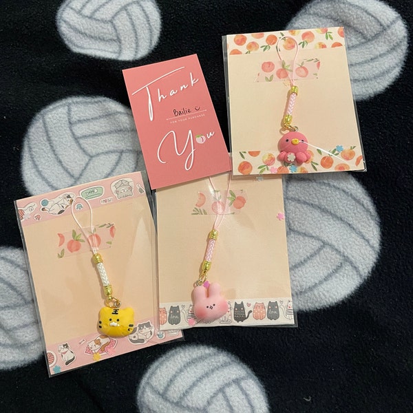 Chibi White Bunny Phone Charm | Cute Accessory | Special Keychain ...