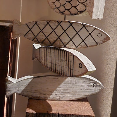 Fish Sculpture Lake Decor Wooden Fish Art Lake Home Decor Fresh Water ...