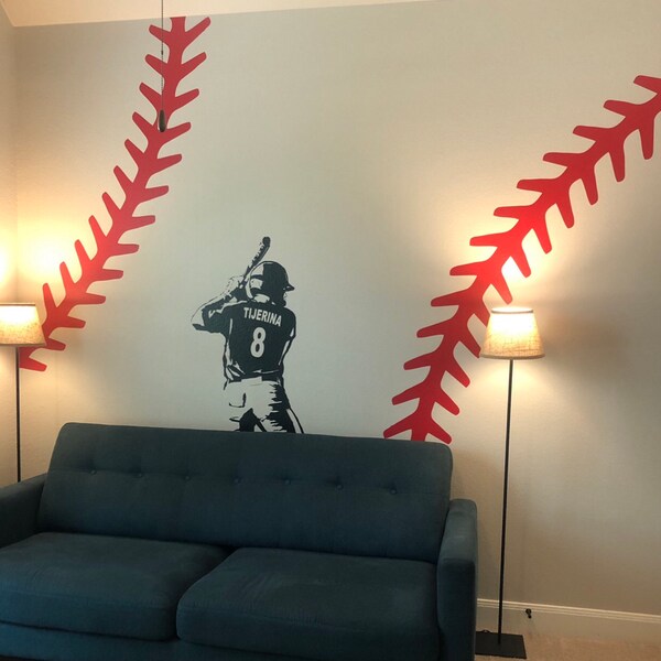 Baseball Wall Decal - Custom Name Baseball Wall Decor - Wall Art ...