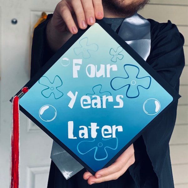 Custom Graduation Cap Topper, Four Years Later, Gemstone Border - Etsy