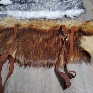 Red Fox Pelt Fur Mantle Leather Chest Strap, Fur Shoulder Drape, Black ...