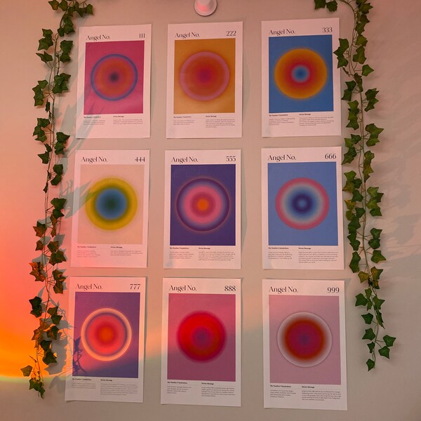 Angel Number Aura Poster Set, Angel Numbers, Aura Poster Print, Trendy ...