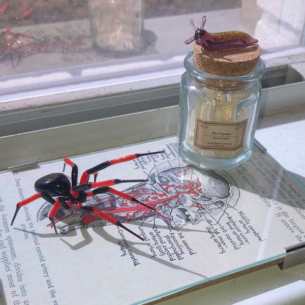 Blown Glass Figurine Art Insect Black SPIDER, Art Glass Spider Figurine ...