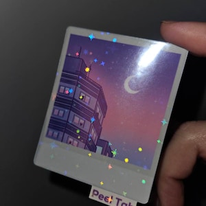 Holographic Aesthetic Sticker: Lofi Sky Polaroid Stickers for Planners ...