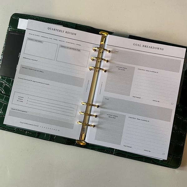 PRINTED Goal Planner Pack | A5 Planner Inserts Printed | Goal Setting ...