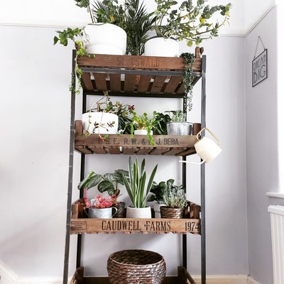 A Large Vintage Rustic Bakers Rack, Shop Display Stand, Storage Rack ...