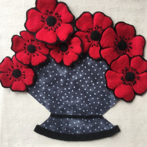 Poppies PDF Pattern - Easy Felt Flower Sewing Tutorial and Embroidery ...