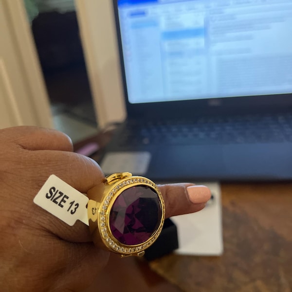 Ruby Red Cubic Zirconia 14k Gold Plated Bishop Cross and Midre Ring ...