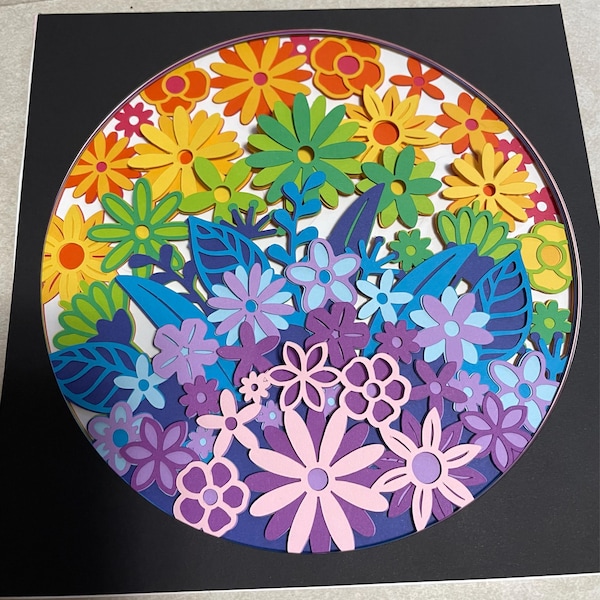 3D FLOWER RAINBOW Svg - Shadow Box Svg - Layered Cardstock Svg - for ...